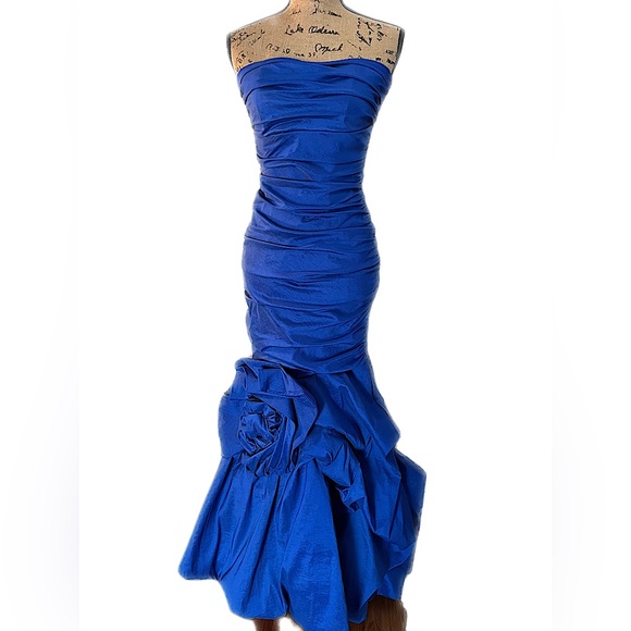 Vintage | Dresses | Vintage Cindy Royal Blue Ruched Mermaid Prom Dress ...